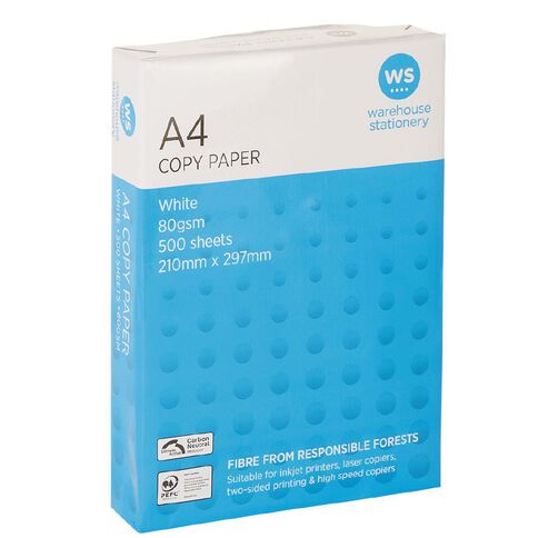 WS Photocopy Paper 80gsm 500 Pack White A4 | Warehouse Stationery, NZ