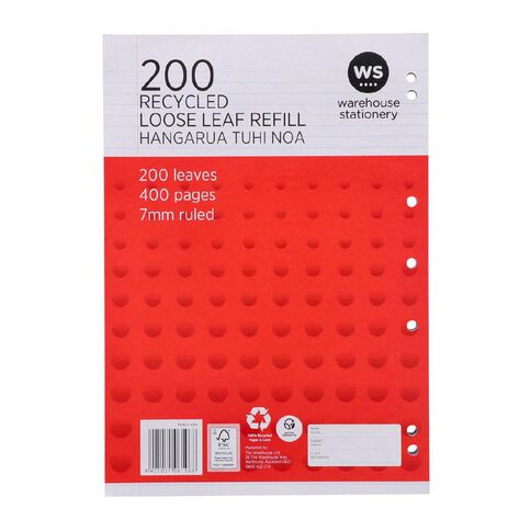 WS Pad Refill 7mm Ruled Punched Orange 200L | Warehouse Stationery, NZ