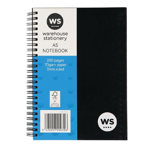WS Notebook Wiro 200 Pages Hard back Black A5 | Warehouse Stationery, NZ