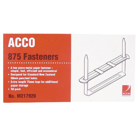 Acco File Fasteners 80mm Prong 2 Pieces 50 Pack Silver | Warehouse ...