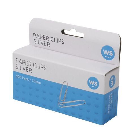 WS Paperclips 33mm 300 Pack Silver | Warehouse Stationery, NZ