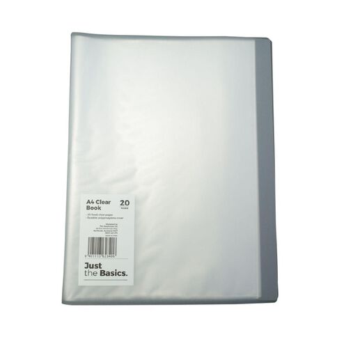 Just the Basics Clearbook 20 Pages Black | Warehouse Stationery, NZ