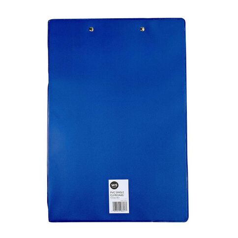 WS Clipboard Single PVC Blue Mid | Warehouse Stationery, NZ