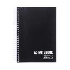 Notebook 300 Page 7mm Ruled Black A5 | Warehouse Stationery, NZ