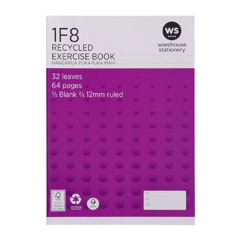 WS Exercise Book 1F8 12mm Ruled 32 Leaf Purple Mid | Warehouse ...
