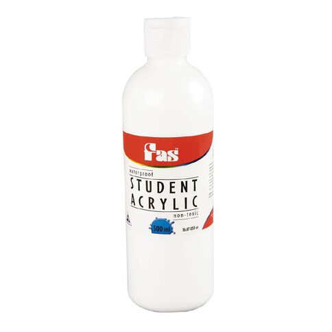 FAS Paint Student Acrylic White 500ml | Warehouse Stationery, NZ