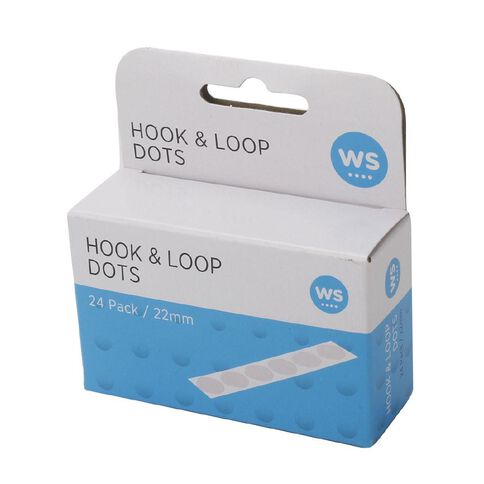 WS Hook & Loop Dots 22mm 24 Spot White | Warehouse Stationery, NZ