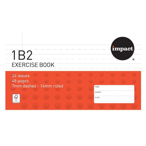 WS Exercise Book 1B2 7mm/14mm Ruled 24 leaf Red | Warehouse Stationery, NZ