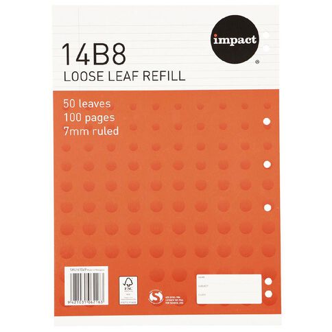WS Pad Refill 14B8 7mm Ruled 50 Leaf Punched Red | Warehouse Stationery, NZ