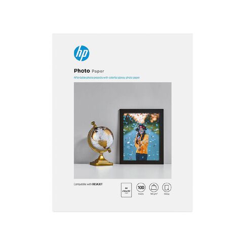 HP Photo Paper A4 Glossy 100 Sheet Pack | Warehouse Stationery, NZ