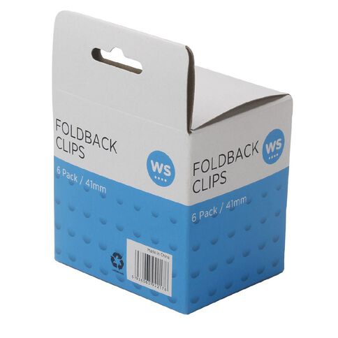 WS Foldback Clips 41mm 6 Pack | Warehouse Stationery, NZ