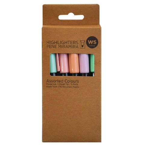WS Highlighter Slim Pastel 5 pack Assorted 5 Pack | Warehouse ...