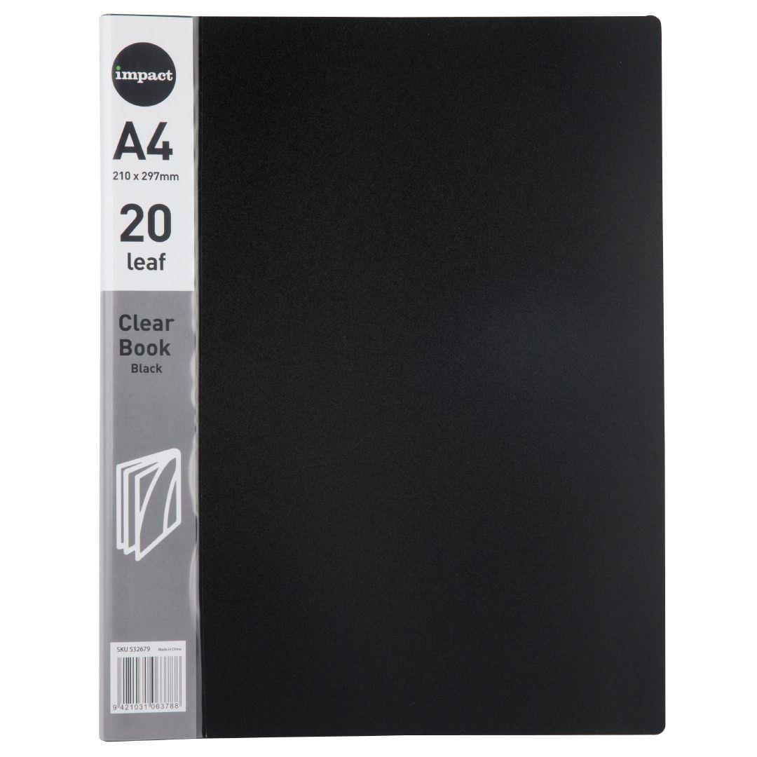 WS Clear Book 20 Leaf Black A4 | Warehouse Stationery, NZ