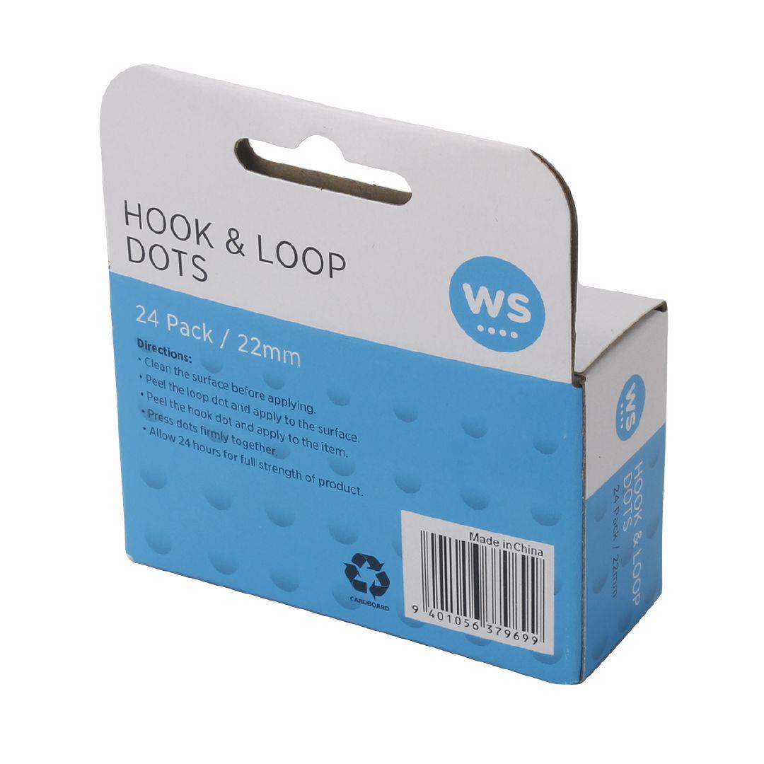 WS Hook & Loop Dots 22mm 24 Spot White | Warehouse Stationery, NZ