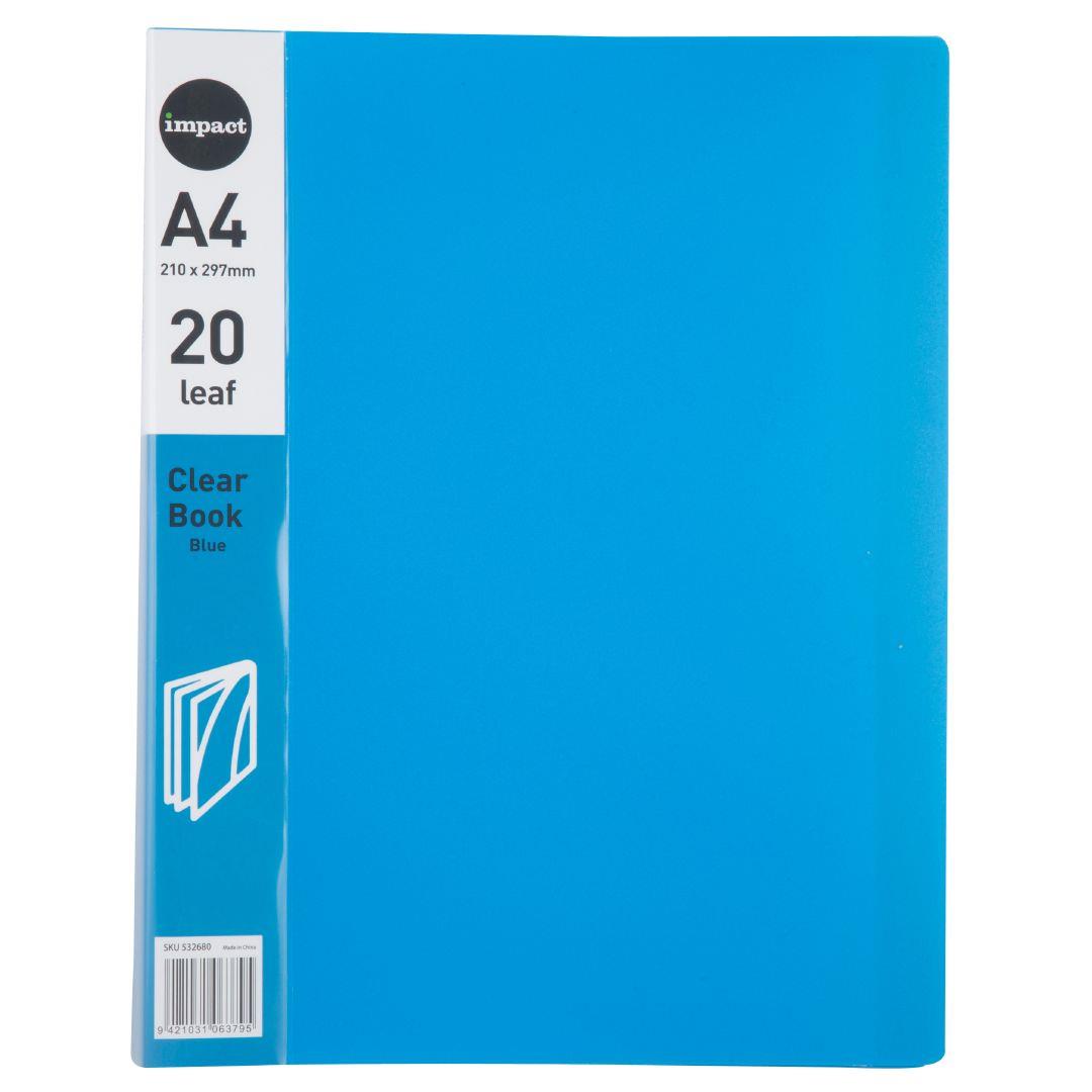 WS Clear Book 20 Leaf Blue A4 | Warehouse Stationery, NZ