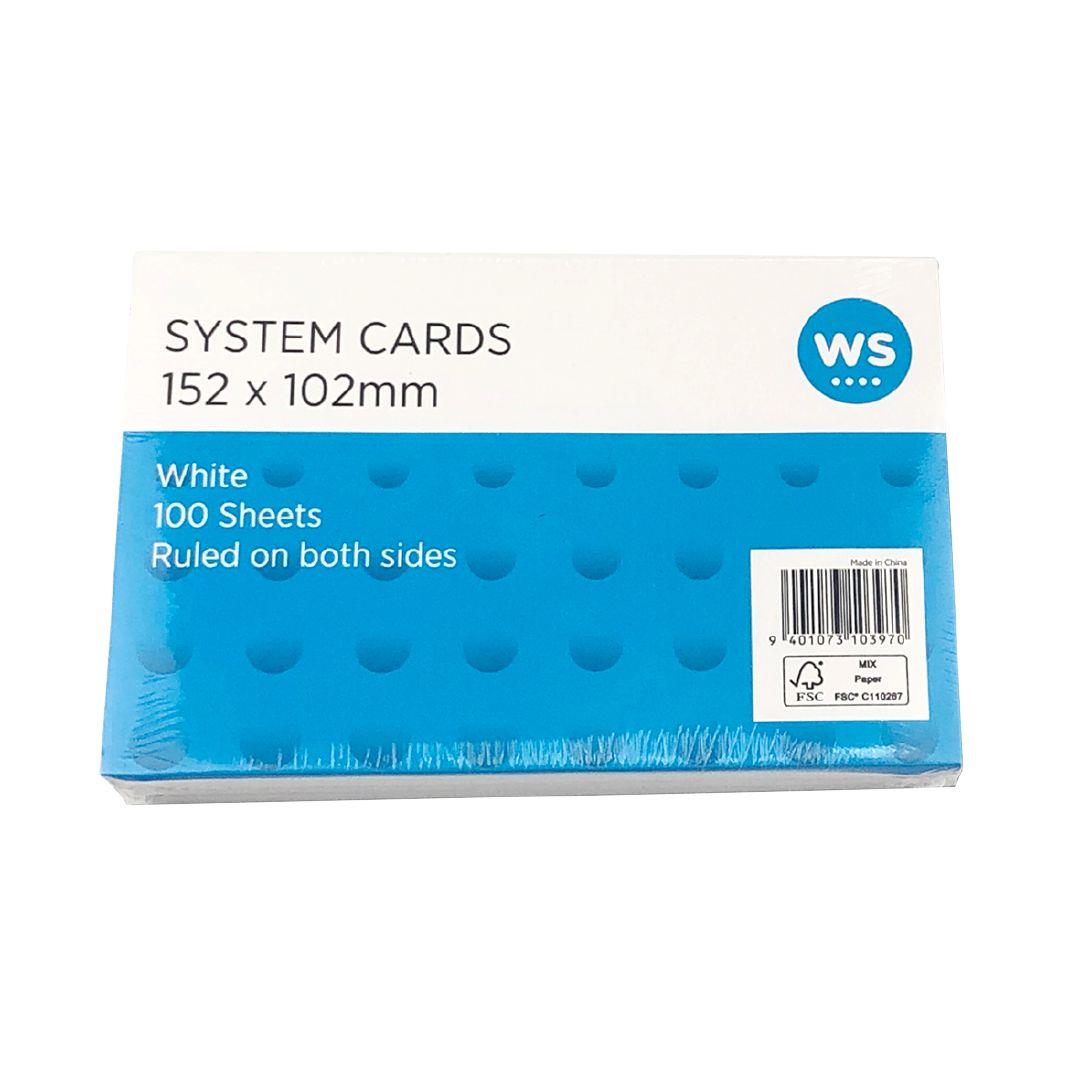 WS Systems Card 100 Pack 102mm x 152mm White | Warehouse Stationery, NZ