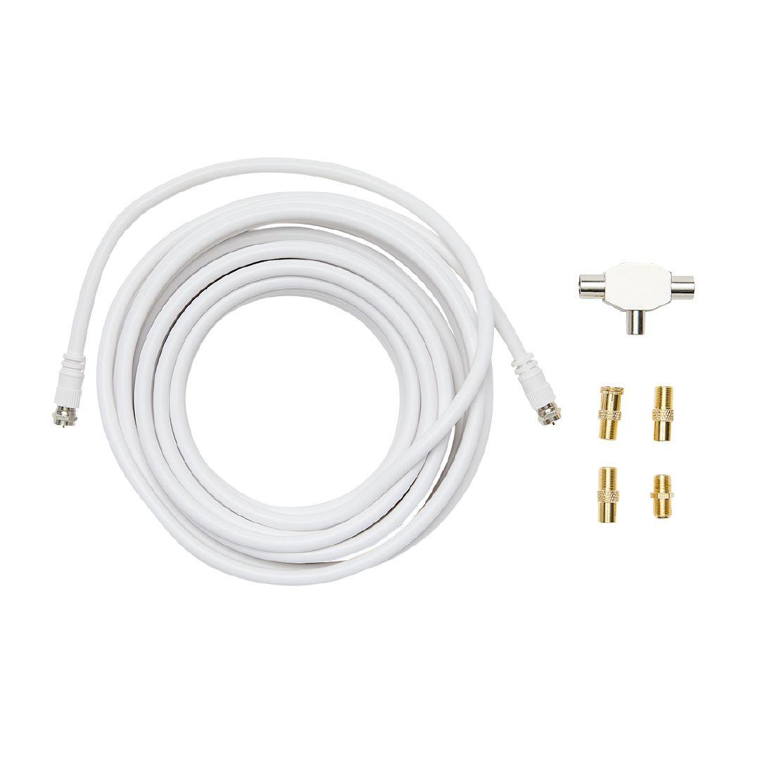 Tech.Inc TV Aerial Expansion Pack with 2-Way Splitter Adapters Cable ...