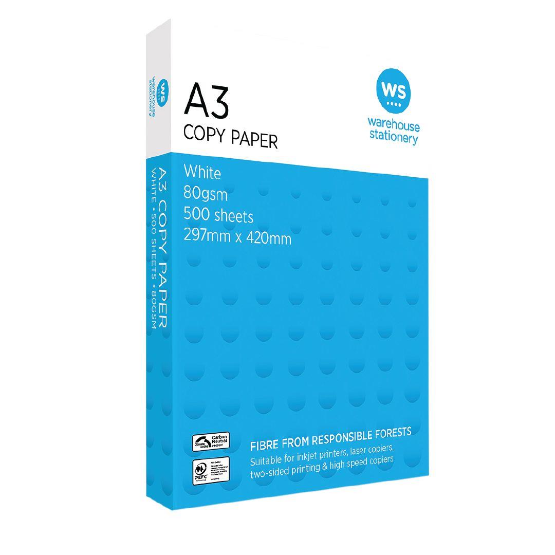 WS Copy Paper 80gsm 500 Pack A3 | Warehouse Stationery, NZ