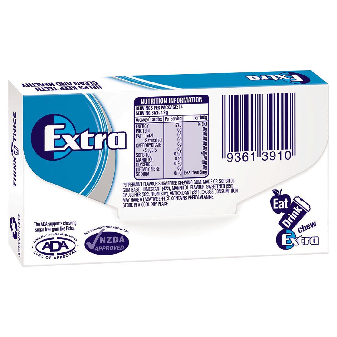 Extra Peppermint Chewing Gum Sugar Free 14 Piece 27g | Warehouse ...