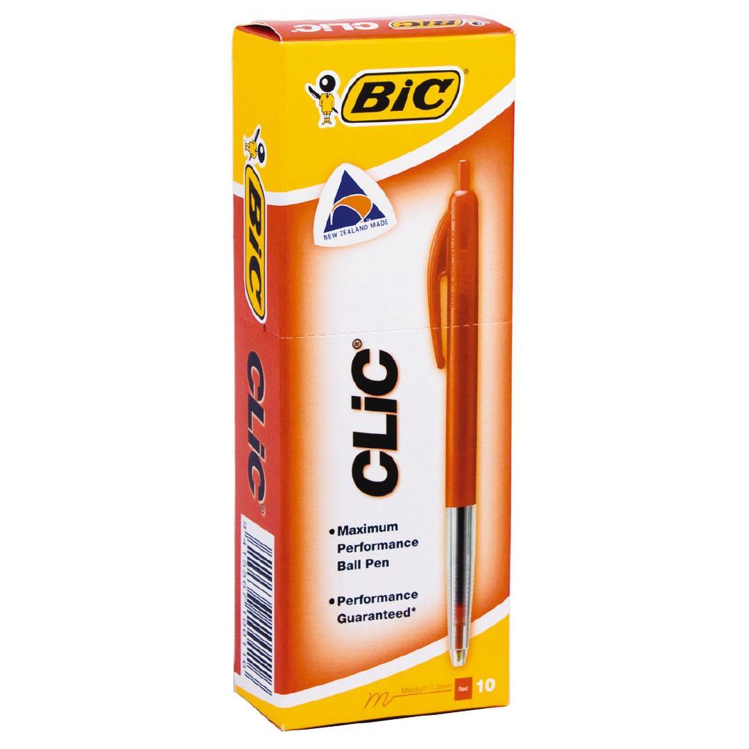 Bic Clic Pens 2000 Red 10 Pack Red | Warehouse Stationery, NZ