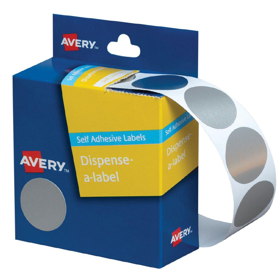 Avery Silver Dispenser Dot Stickers 24mm diameter 250 Labels ...