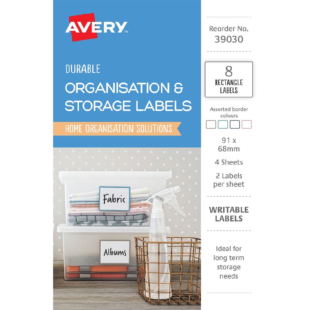 Avery Durable Handwritable Storage Labels 91mm x 68mm 8 Labels ...