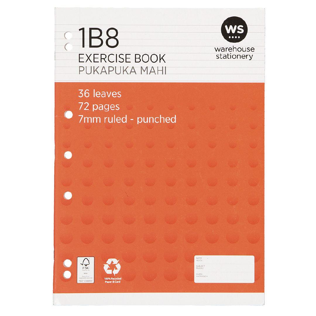 WS Exercise Book 1B8 7mm Ruled 36 Leaf Punched Red Mid | Warehouse ...