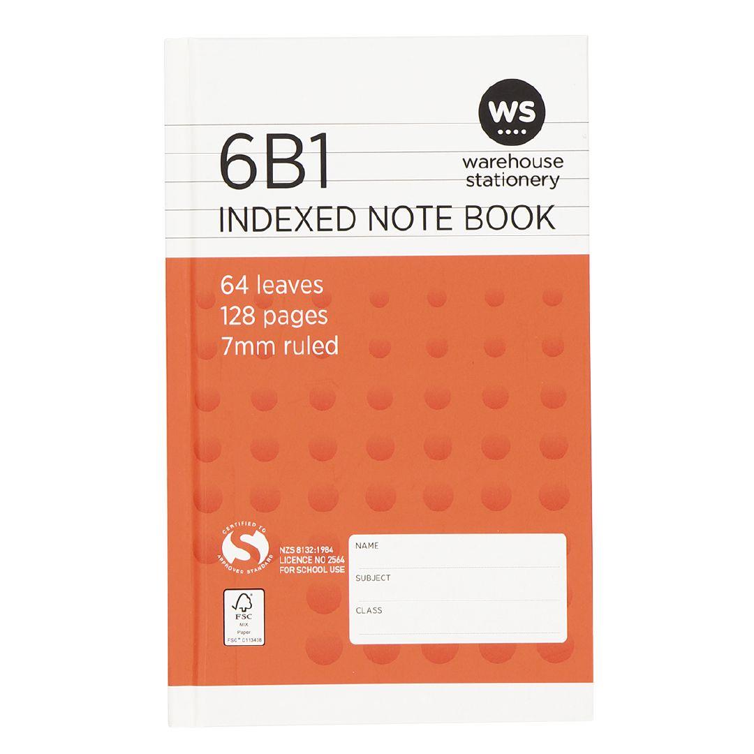 WS Notebook 6B1 Index 7mm Ruled 64 Leaf | Warehouse Stationery, NZ