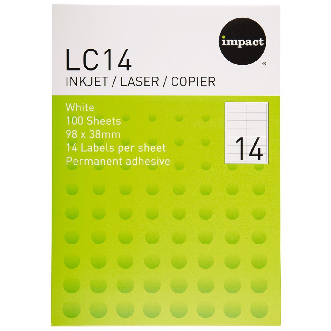 Impact Labels 100 Sheets A4/14 | Warehouse Stationery, NZ