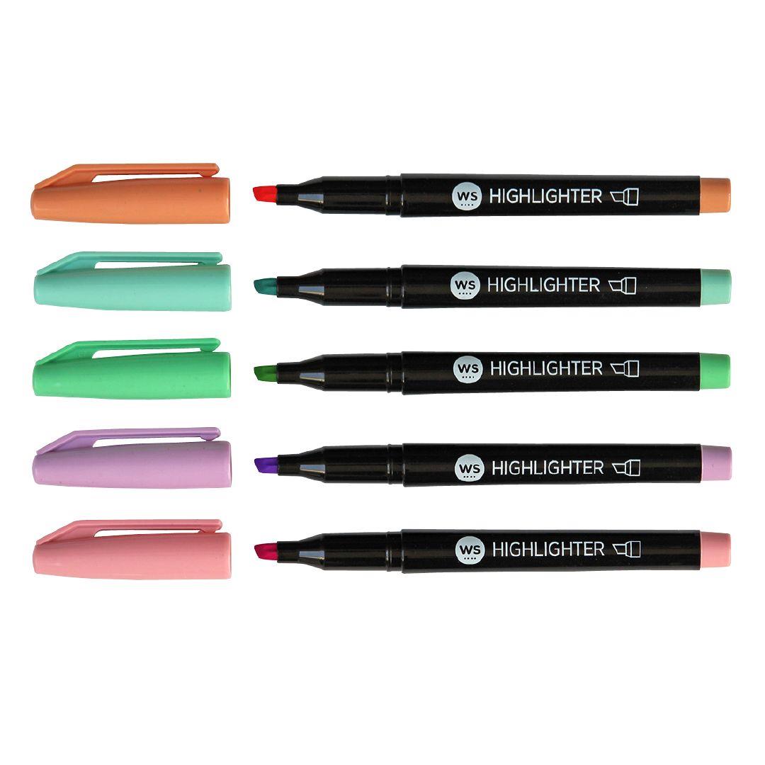 WS Highlighter Slim Pastel 5 pack Assorted 5 Pack | Warehouse ...
