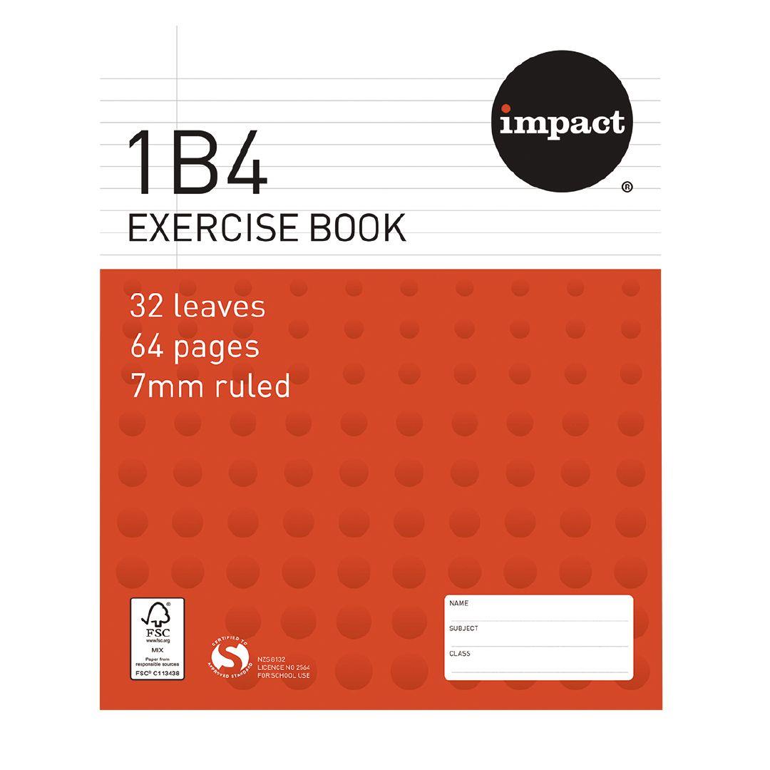WS Exercise Book 1B4 7mm Ruled 32 Leaf Red | Warehouse Stationery, NZ