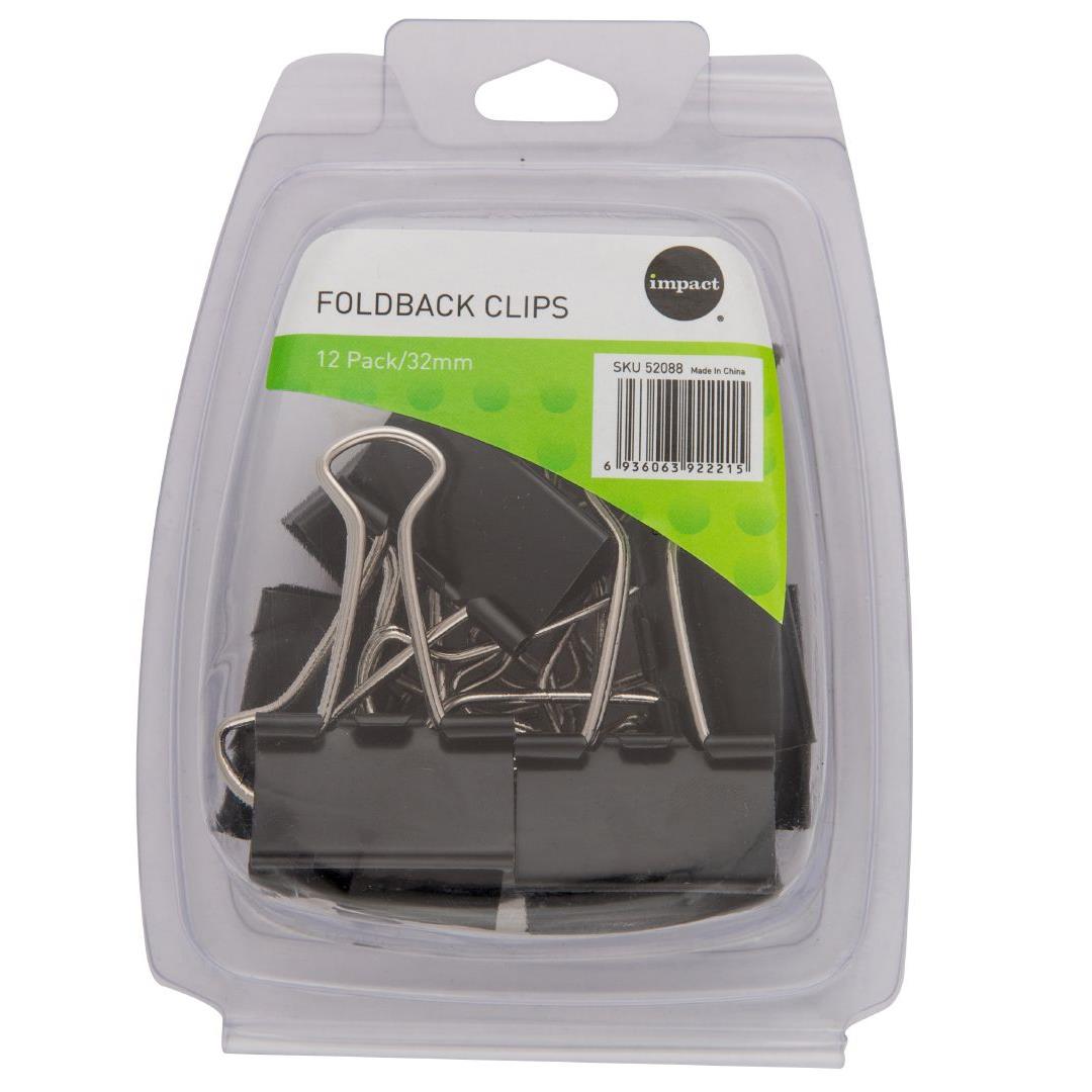 WS Foldback Clips 32mm 12 Pack | Warehouse Stationery, NZ