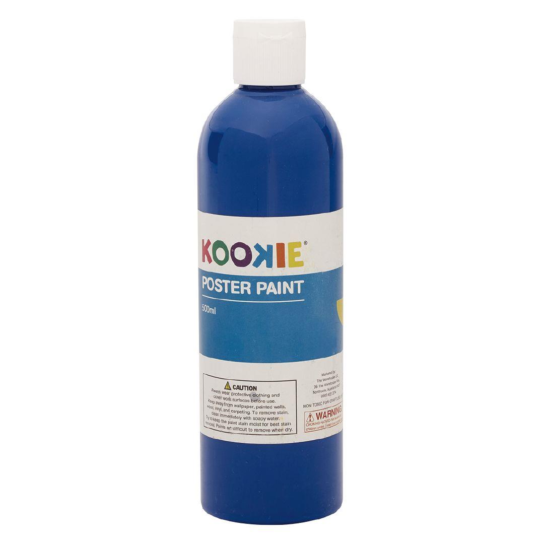 Kookie Poster Paint Blue Mid 500ml | Warehouse Stationery, NZ