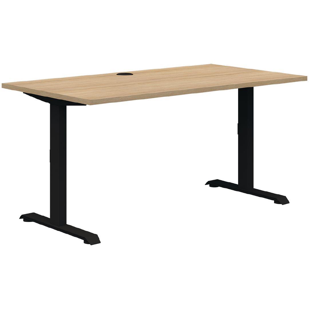 Premium Fixed Height Desk Black & Classic Oak 1800x800 | Warehouse ...