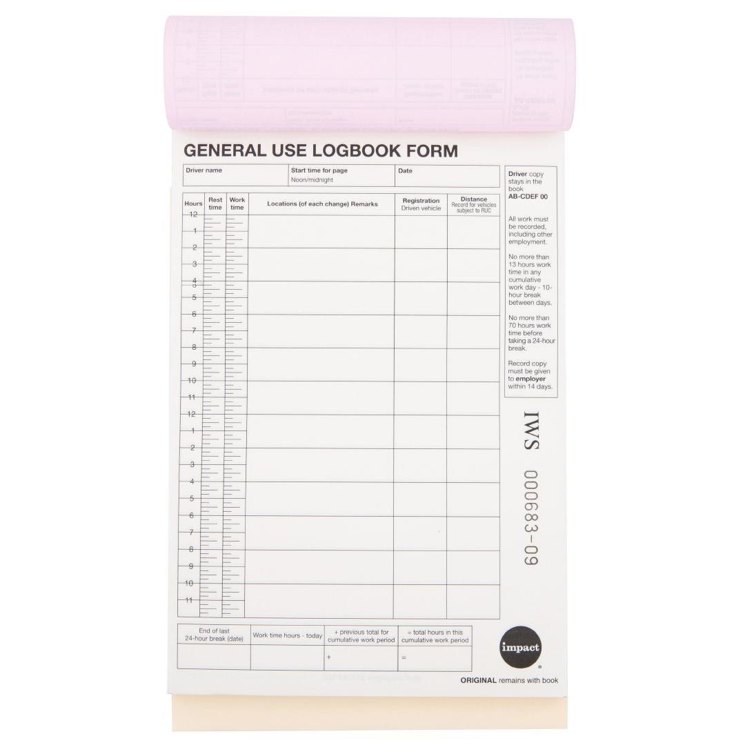 Impact Work Time Log Book 50 Leaf | Warehouse Stationery, NZ