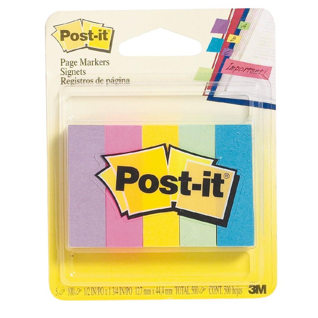 Post-It Page Markers Small 5 Pack Assorted | Warehouse Stationery, NZ