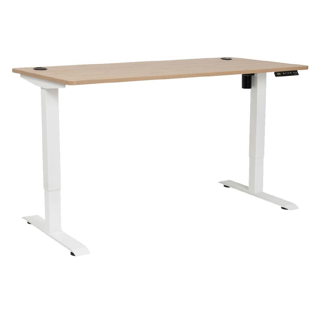 Jasper J Emerge Single Motor HA Desk 1500 x 750 Pacific Oak White Base ...