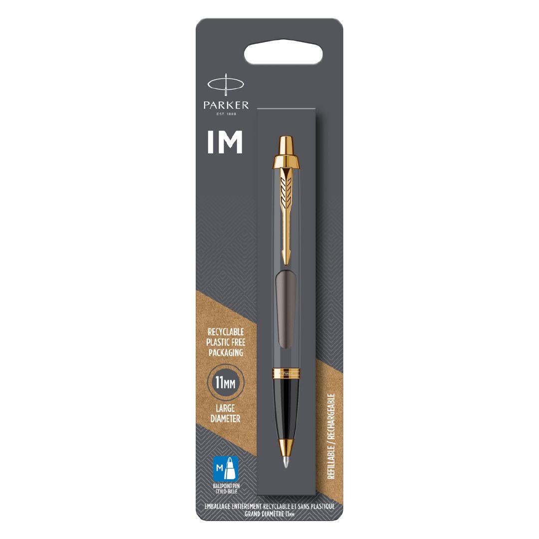 Parker IM Grey Gold Trim Ballpoint Pen Medium Blue | Warehouse ...