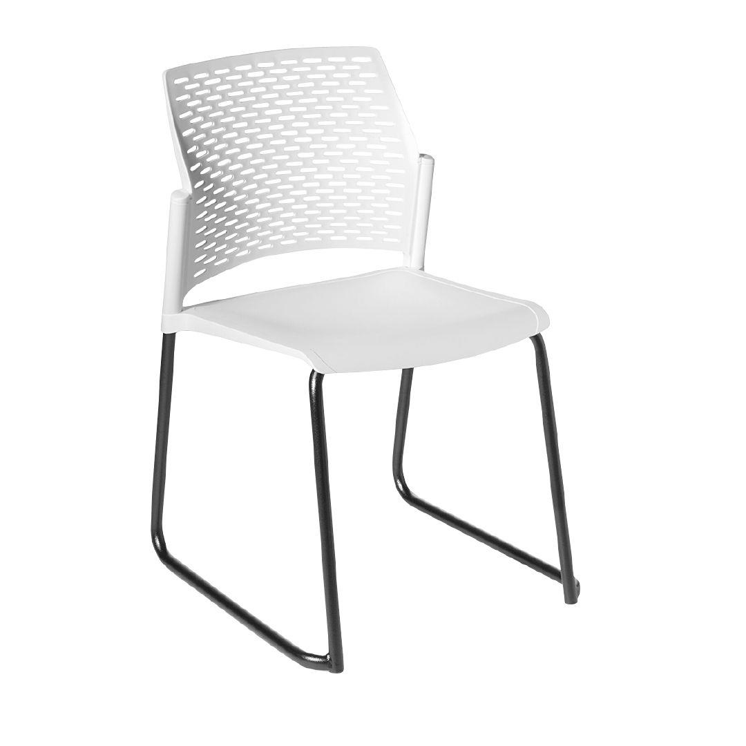 Eden Punch Chair White with Black Sled Frame | Warehouse Stationery, NZ