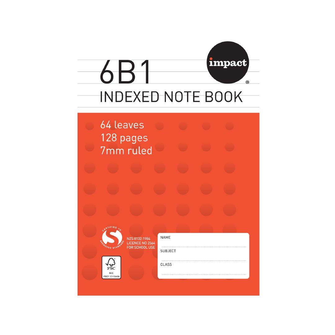 WS Notebook 6B1 Index 7mm Ruled 64 Leaf | Warehouse Stationery, NZ