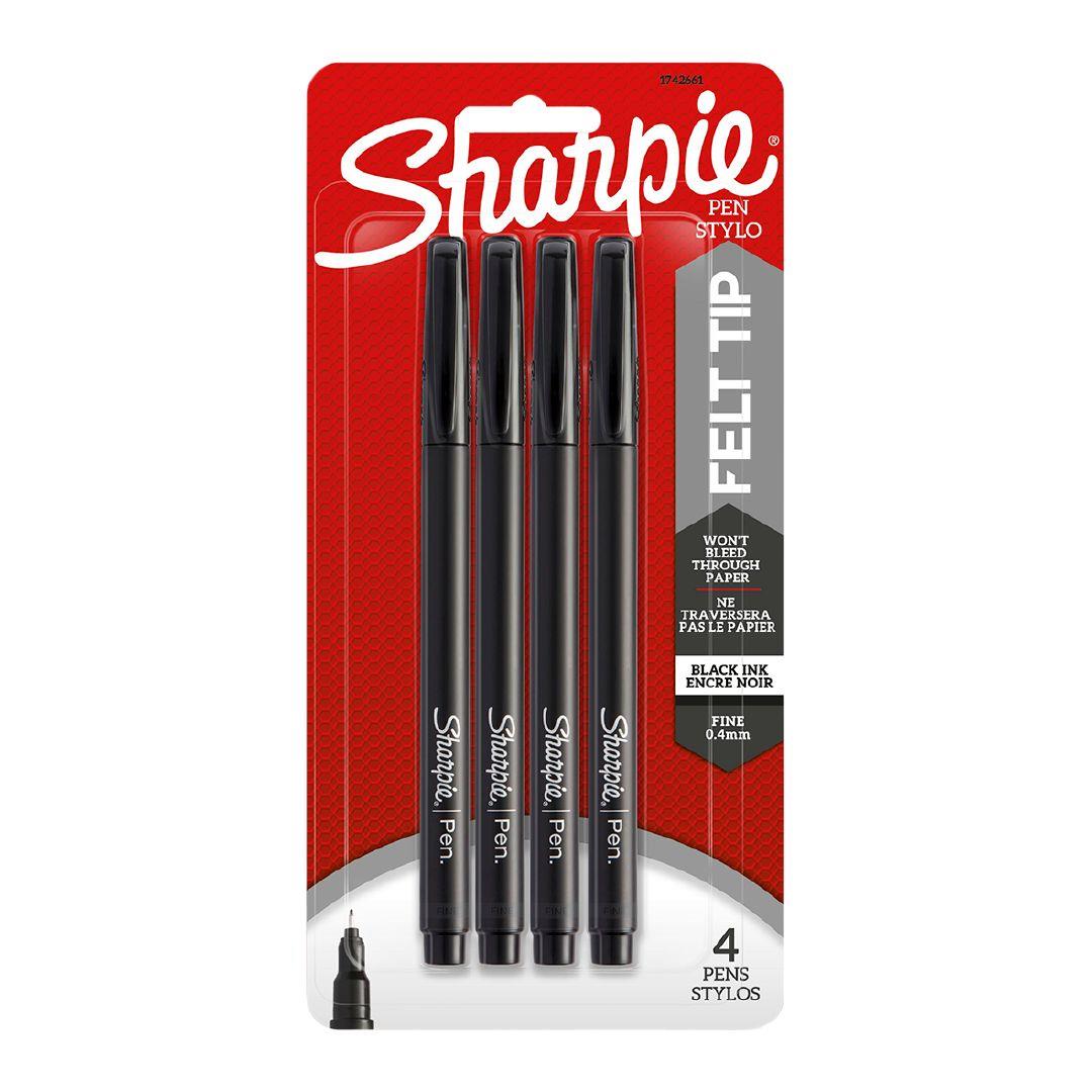Sharpie Marker Black 4 Pack | Warehouse Stationery, NZ