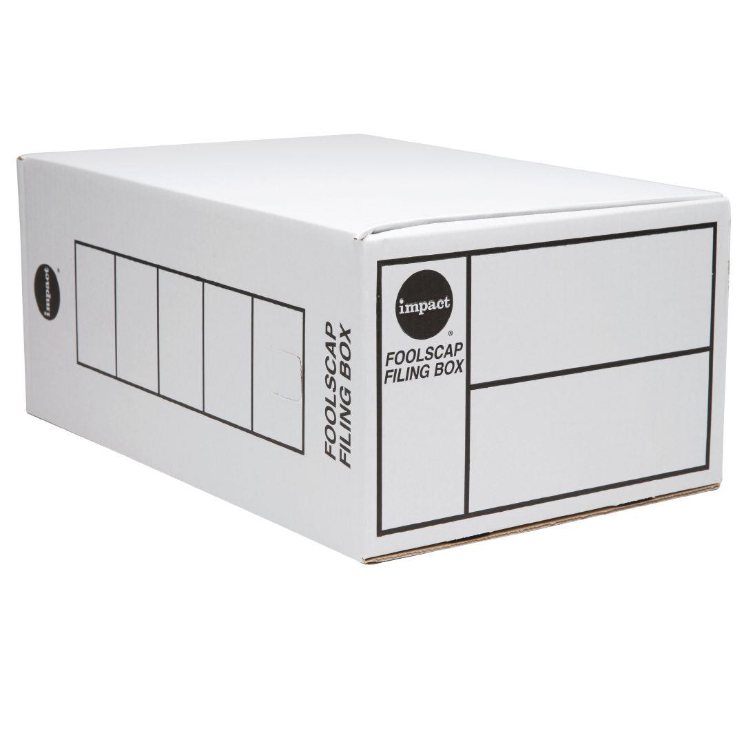 Impact Storage Box Foolscap Double Depth White | Warehouse Stationery, NZ