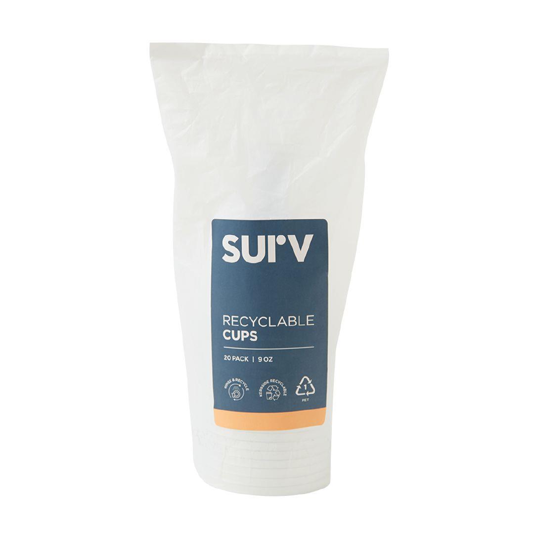 SURV. Recyclable Cups 266ml Clear 20 Pack | Warehouse Stationery, NZ