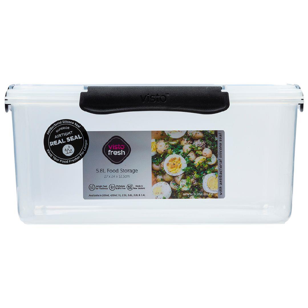 Visto Fresh Storage Container Clear/Charcoal Clips 5.8 Litre ...