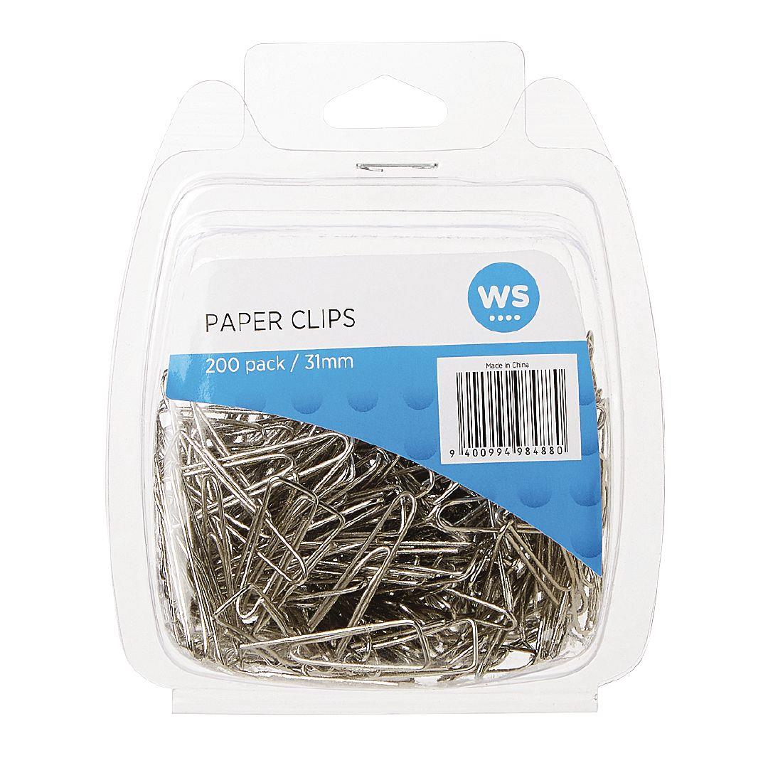WS Paper Clips Triangular 31mm 200 Pack Silver | Warehouse Stationery, NZ