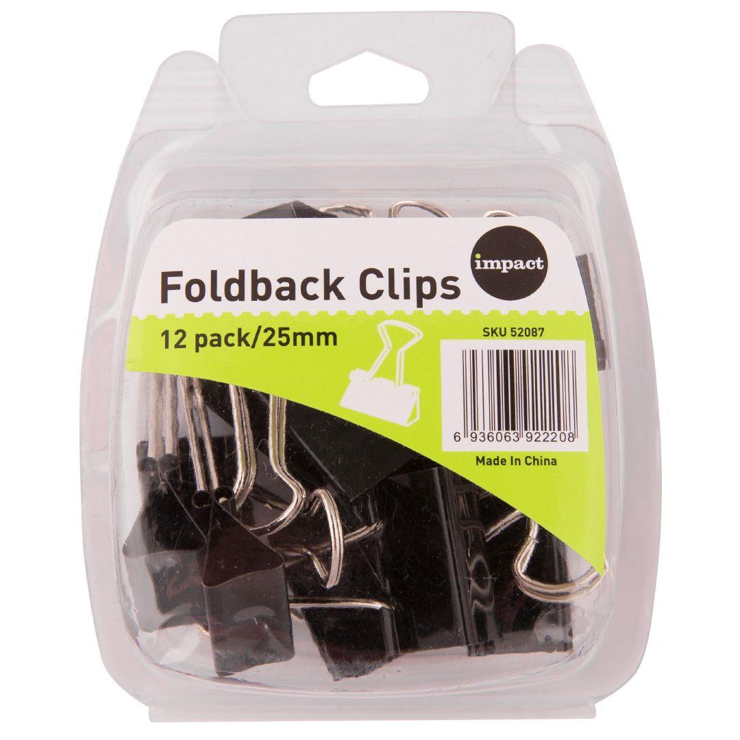 WS Foldback Clips 25mm 12 Pack | Warehouse Stationery, NZ