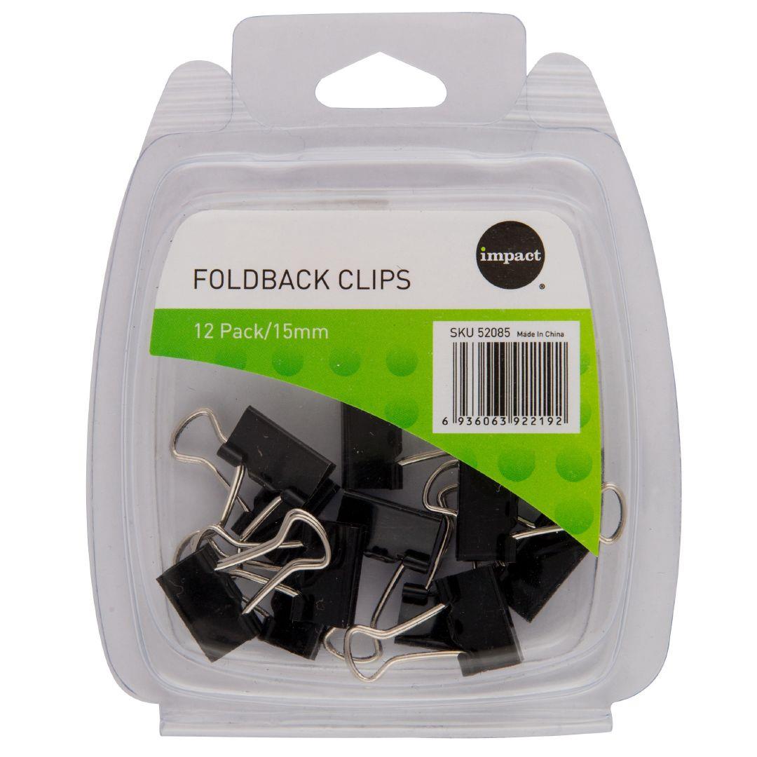 WS Foldback Clips 15mm 12 Pack | Warehouse Stationery, NZ