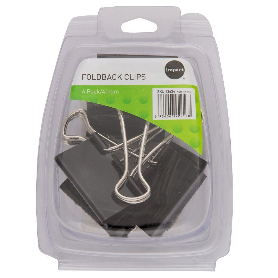 WS Foldback Clips 41mm 6 Pack | Warehouse Stationery, NZ